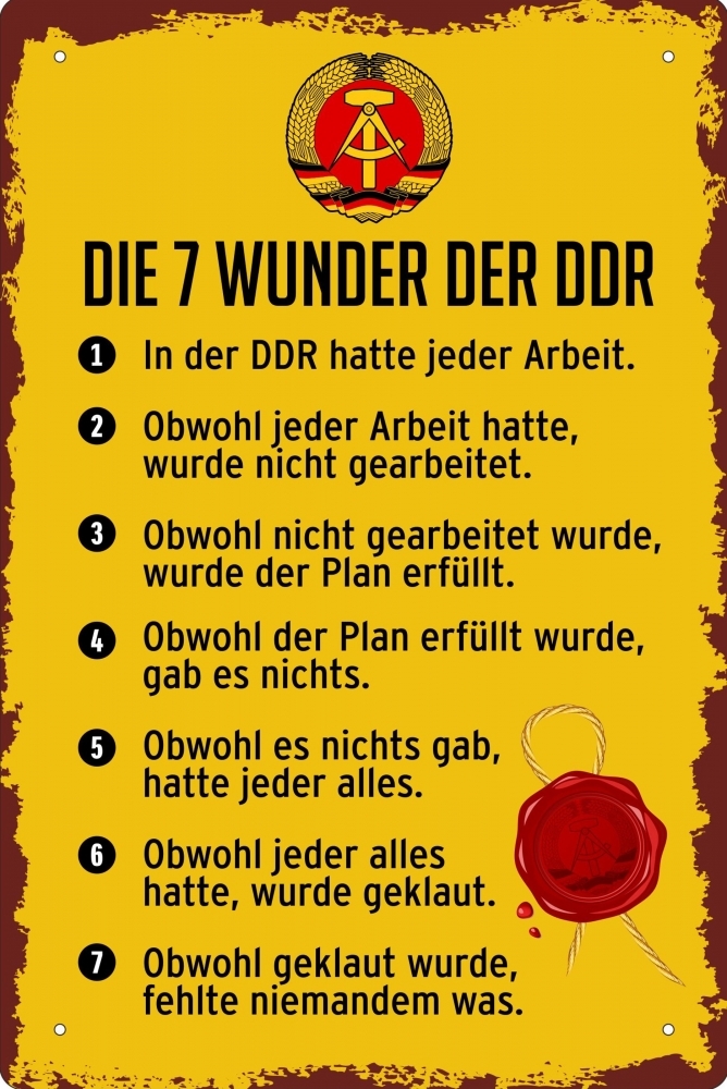 Blechschild - Die 7 Wunder der DDR - BS328 (195) - Herritage – Der ...